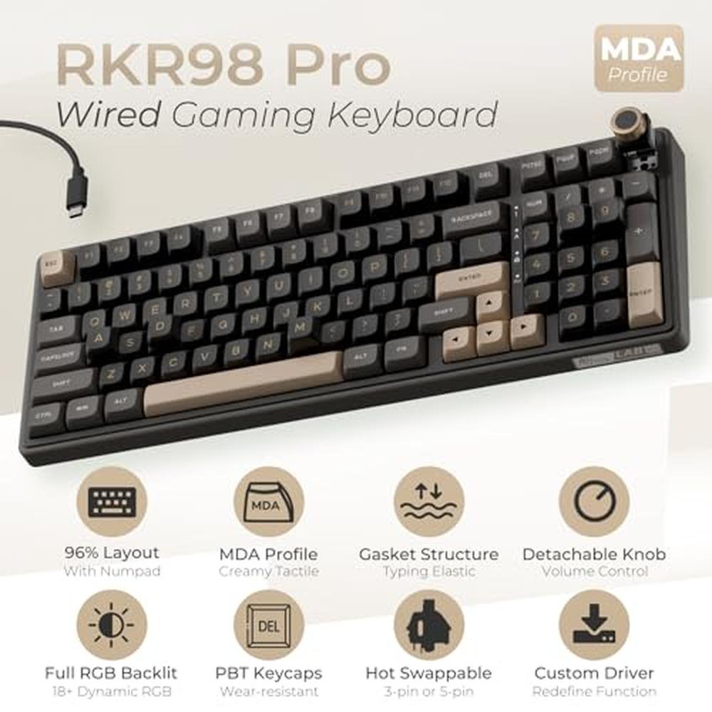 Keyboard Royal | RK ROYAL KLUDGE R98 Pro Wired Mechanical Keyboard 96% ...