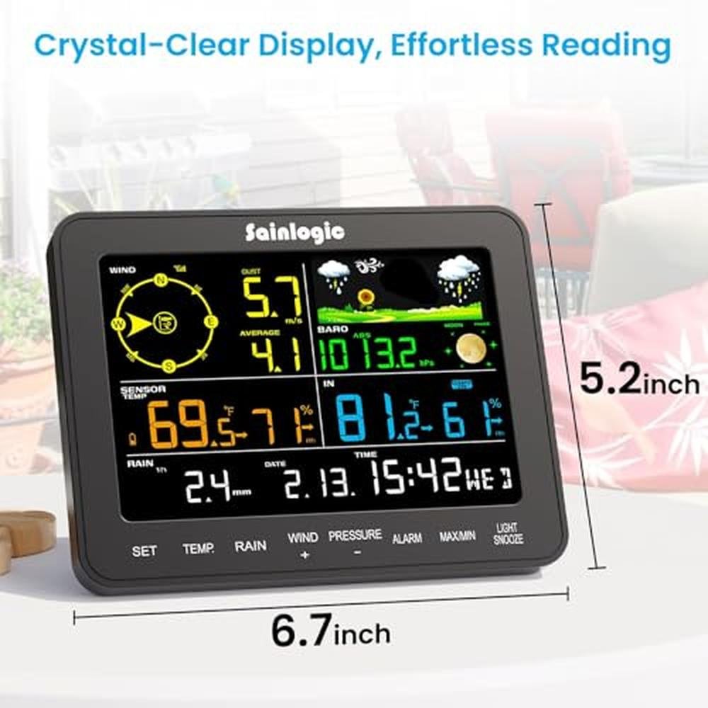 Sainlogic Weather Stations Wireless Indoor Outdoor SA6, Weather Statio ...