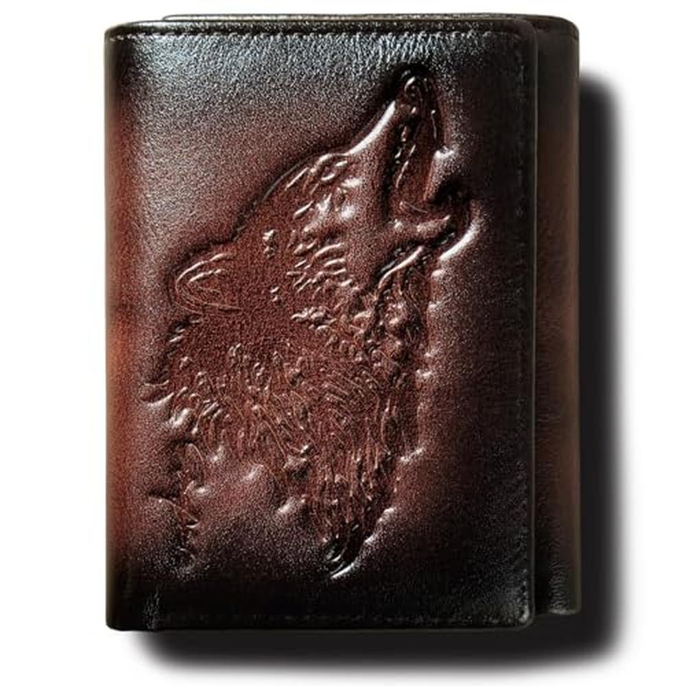 skneephate Men's Trifold Wallet,Wolf Wallets For Men Leather,Rfid Bloc ...