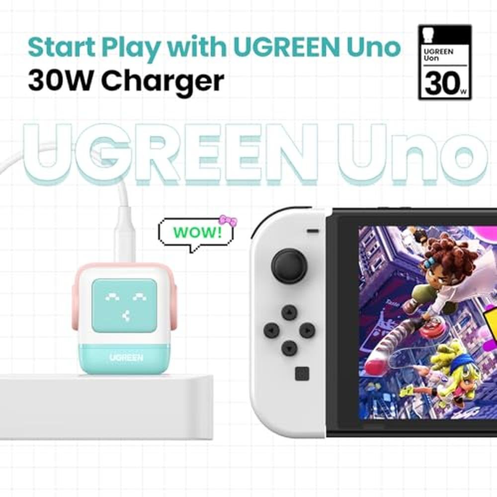 UGREEN Uno 30W USB C Charger Block, Compact Nexode Robot GaN Fast Char ...