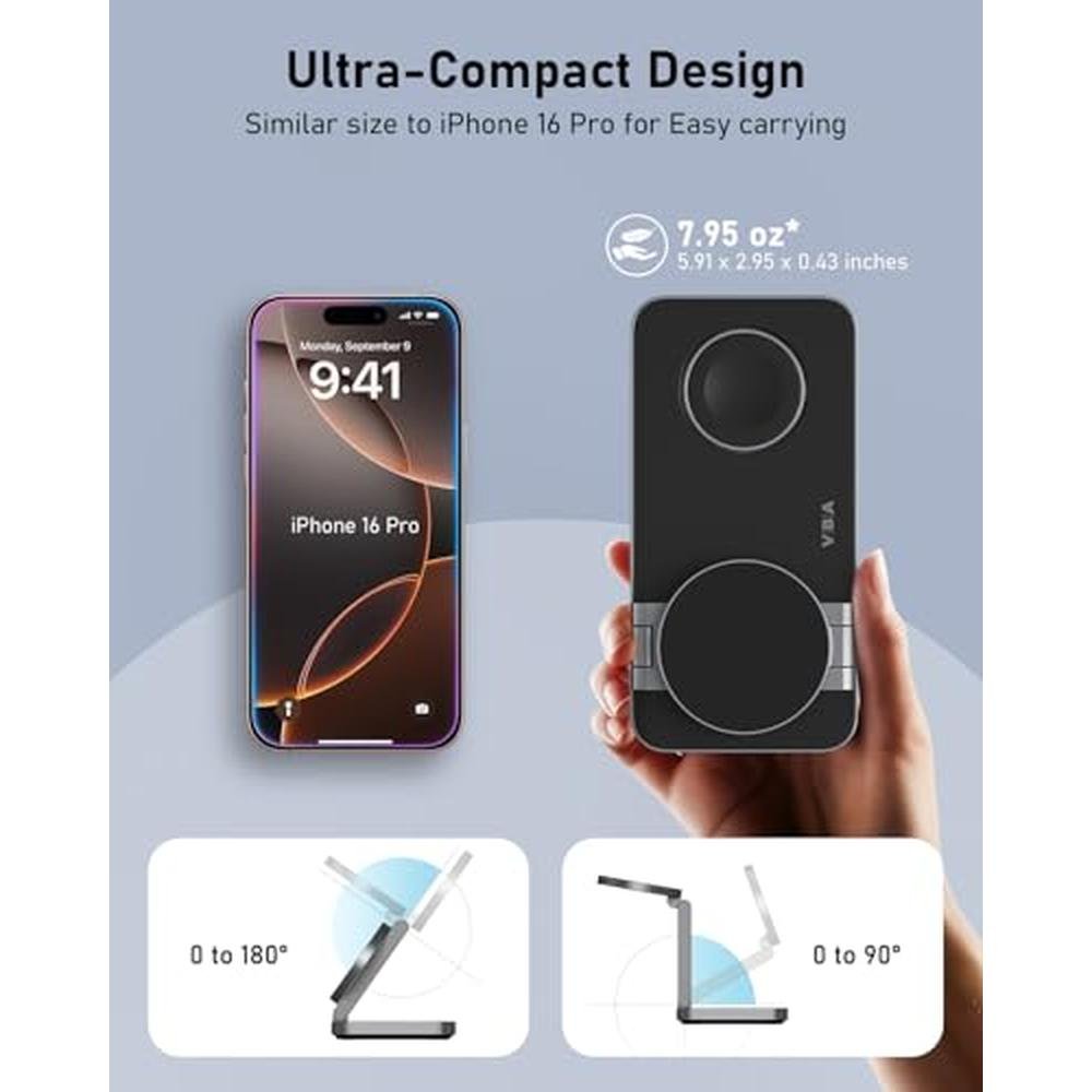 VBA 3 in 1 Wireless Charging Station for Apple MagSafe Charger,Foldabl ...