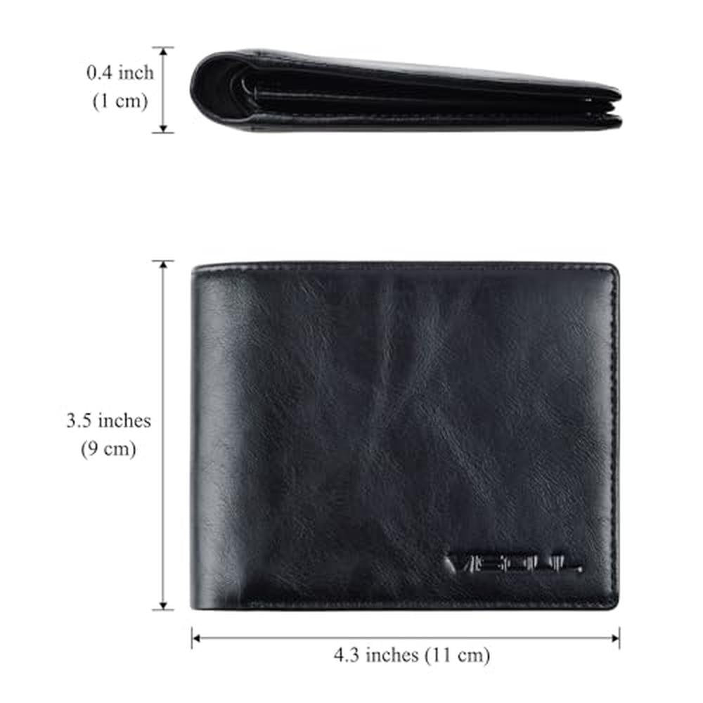 VISOUL Leather Mens Bifold RFID Blocking Wallet with 2 ID Windows, Lea ...