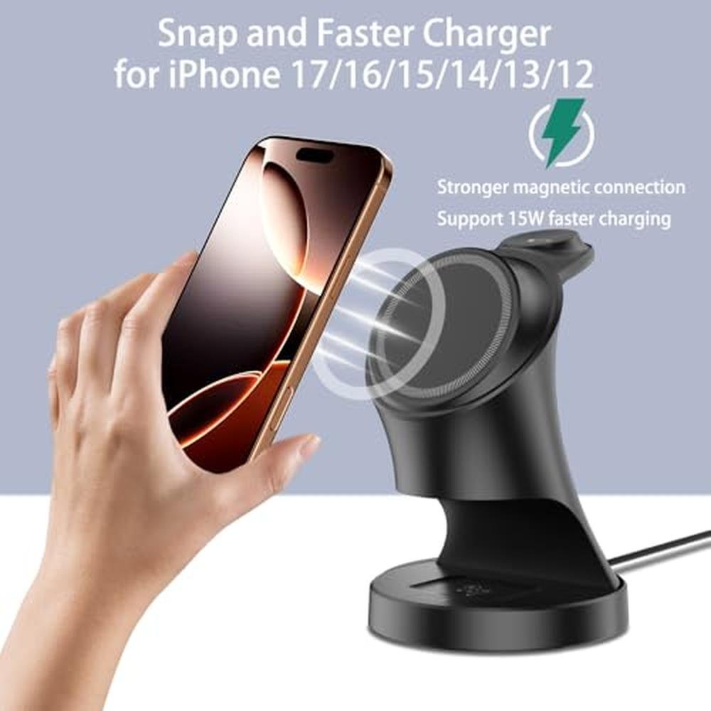 Wireless Charger,3 in 1 Magnetic Wireless Charger Stand, Fast Wireless ...