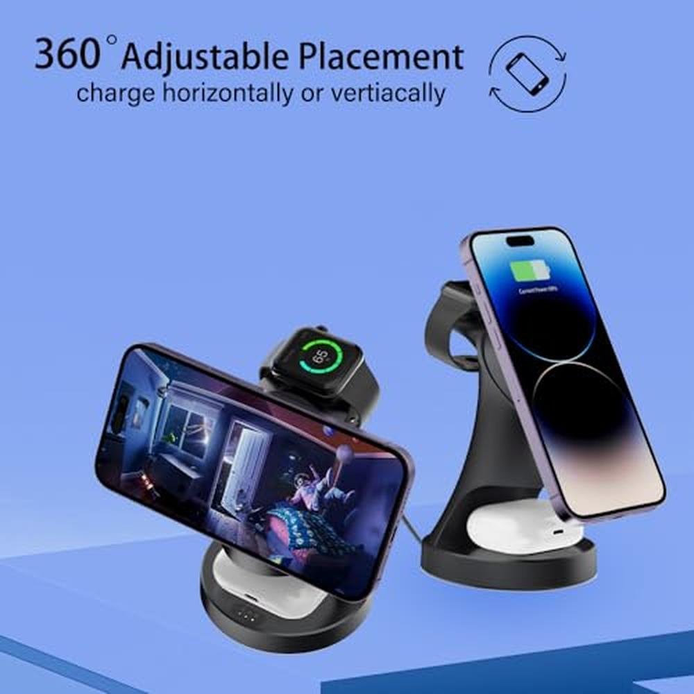 Wireless Charger,3 in 1 Magnetic Wireless Charger Stand, Fast Wireless ...