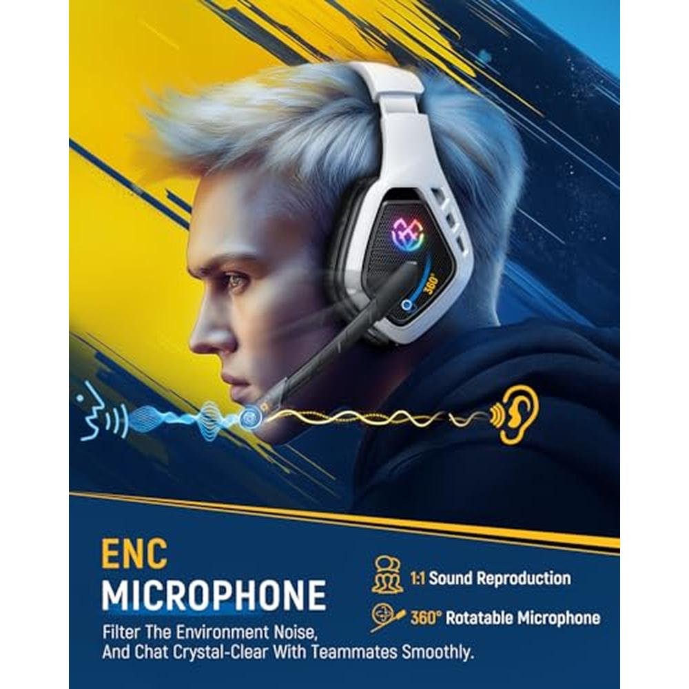 Wireless Gaming Headset for PC, Ps5, Ps4, 2.4 Ghz USB & Type-C Gaming ...