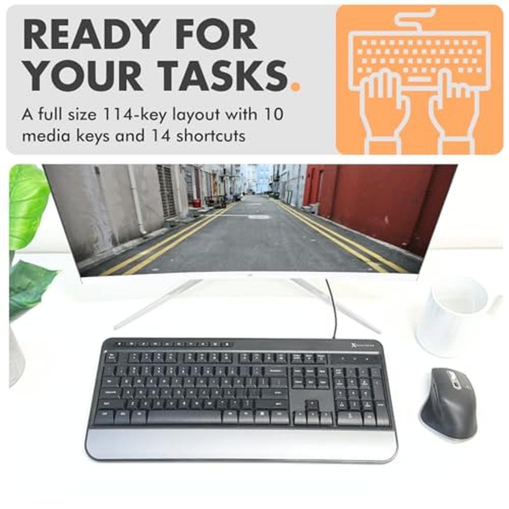 X9 Wired Keyboard - Comfortable Typing - Ergonomic Full Size USB Keybo ...
