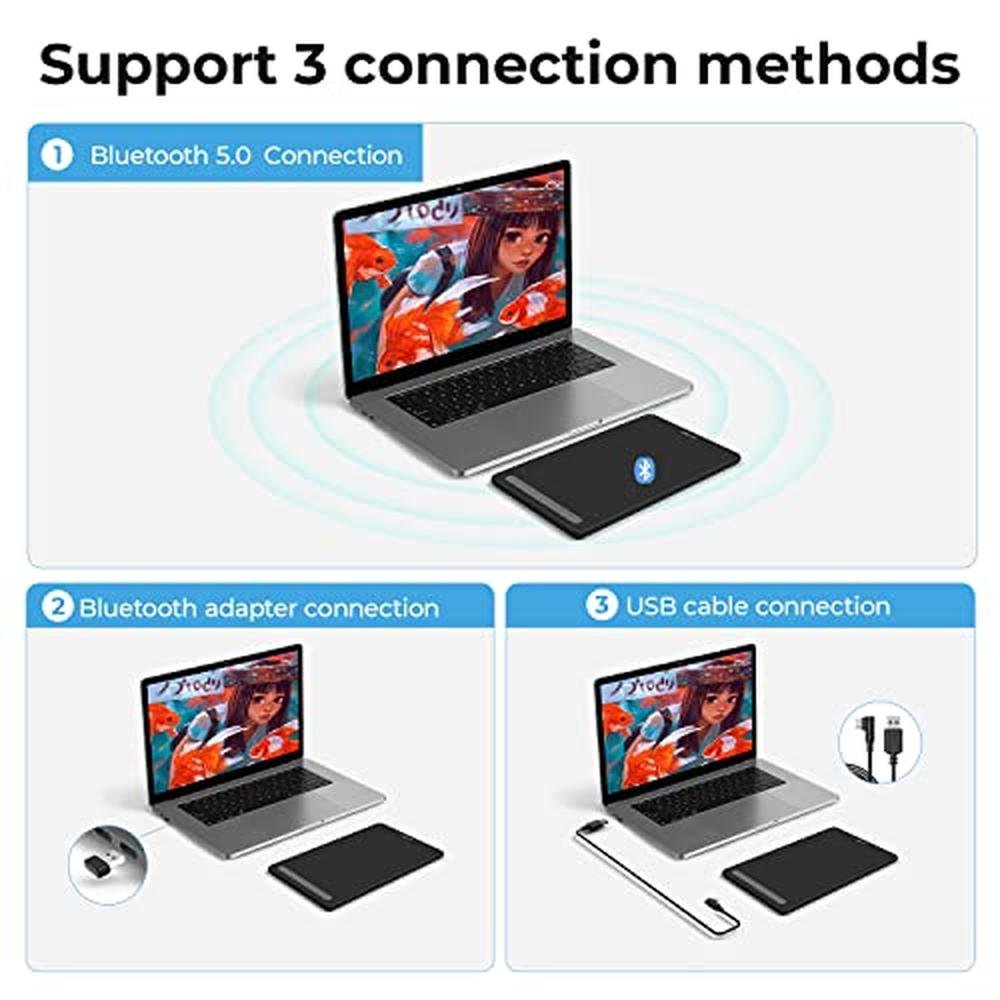 XPPen Drawing Tablet Deco MW Bluetooth Wireless Computer Graphics Tabl ...