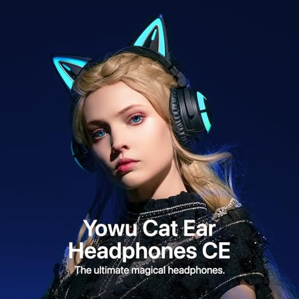 YOWU Cat Ear Headphones, Cute Cat Ear Gaming Headsets with Bluetooth 5 ...