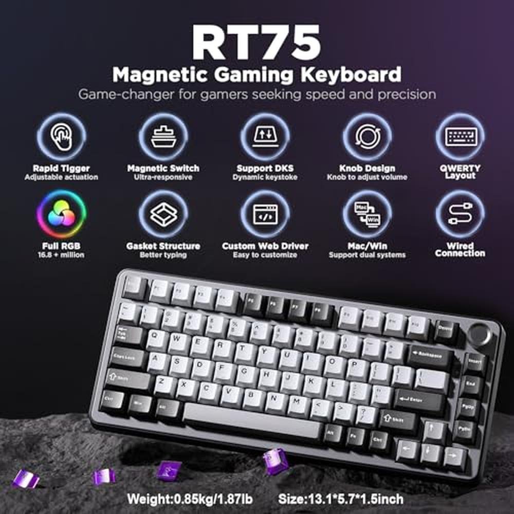 Switch Yunzii | YUNZII RT75 Rapid Trigger Wired Gaming Keyboard Hall ...